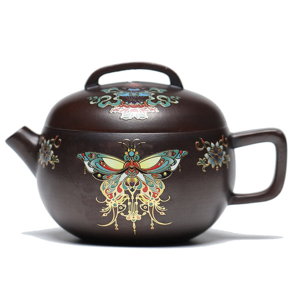 Yixing Purple Clay Enamel Butterfly Teapot – Umi Tea Sets