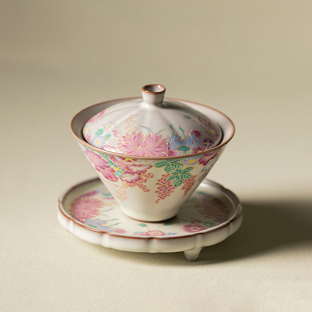 Garden Ruyao Porcelain Flowers Gaiwan – Umi Tea Sets