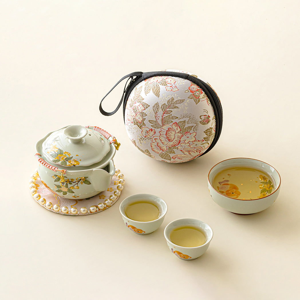 Osmanthus And Koi Travel Tea Set – Umi Tea Sets