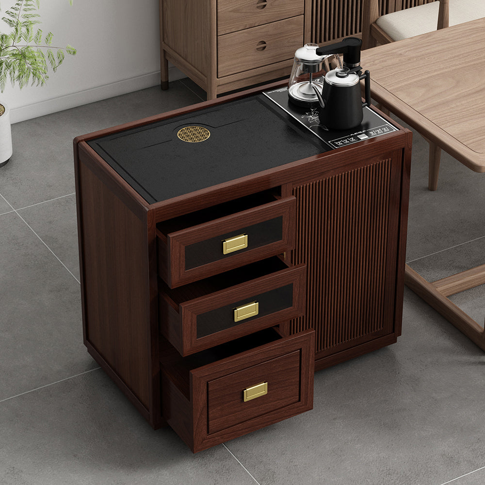Walnut Integrated Movable Tea Table – Umi Tea Sets
