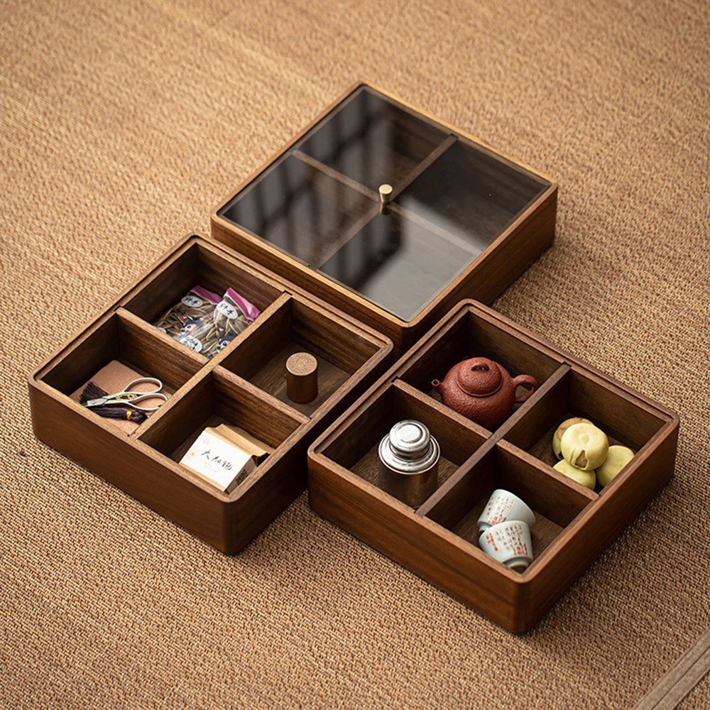 Walnut Partition Solid Wood Storage Box – Umi Tea Sets