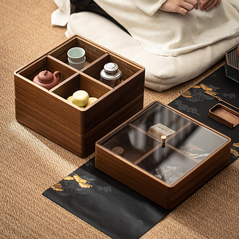 Walnut Partition Solid Wood Storage Box – Umi Tea Sets