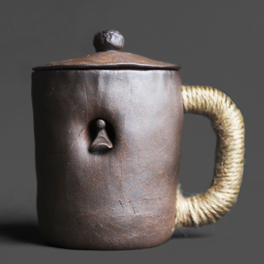 Japanese Coarse Pottery Zen Cup With Lid – Umi Tea Sets