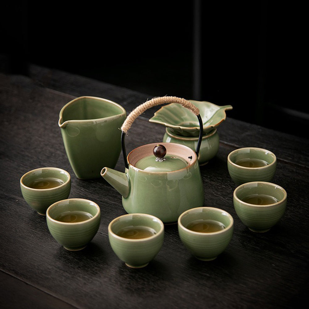 Japanese Celadon Banana Leaf Tea Set – Umi Tea Sets