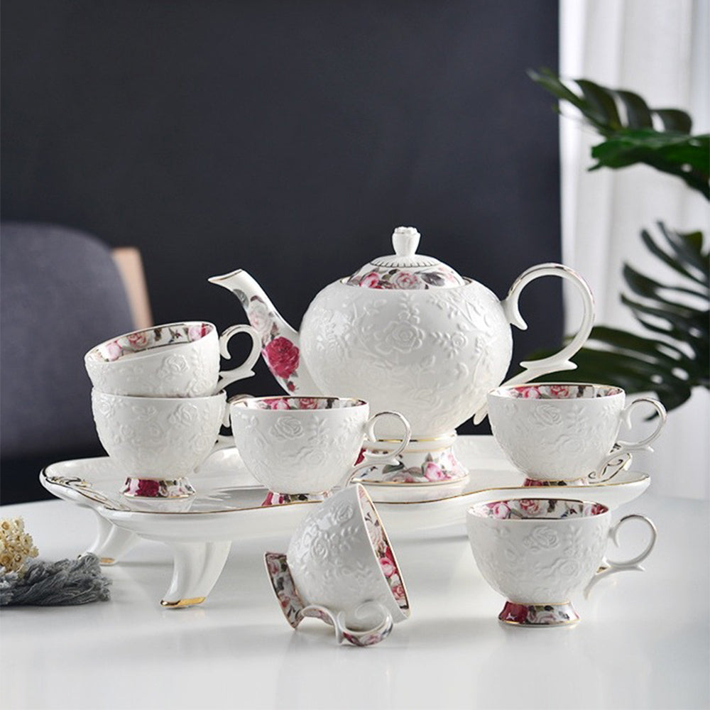 Rose Engraving Bone China Tea Set – Umi Tea Sets