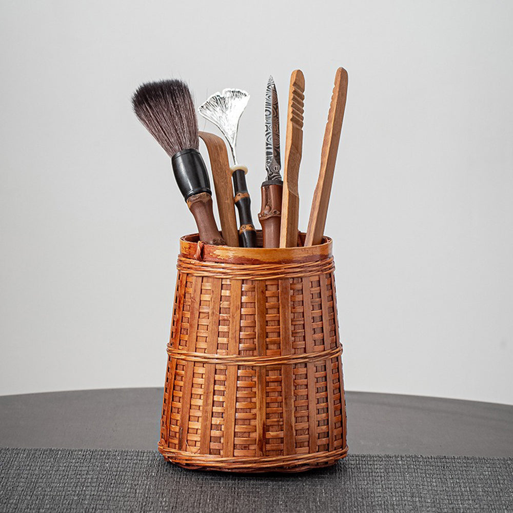 Bamboo Tea Utensils Set With Woven Holder – Umi Tea Sets