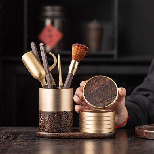 Ebony & Copper Tea Utensils Set With Coaster – Umi Tea Sets