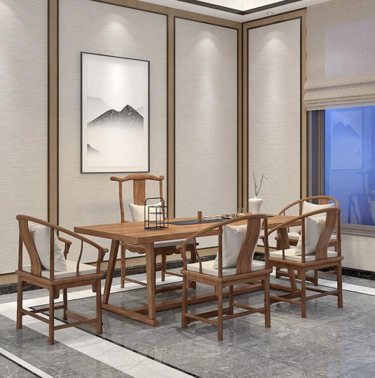 Solid Wood Chinese Modern Tea Table With Chairs – Umi Tea Sets