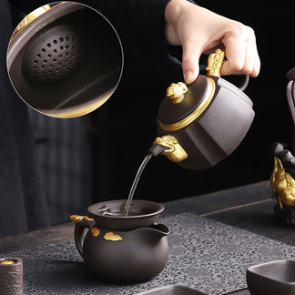 Purple Clay Black Gold Dragon Tea Set – Umi Tea Sets