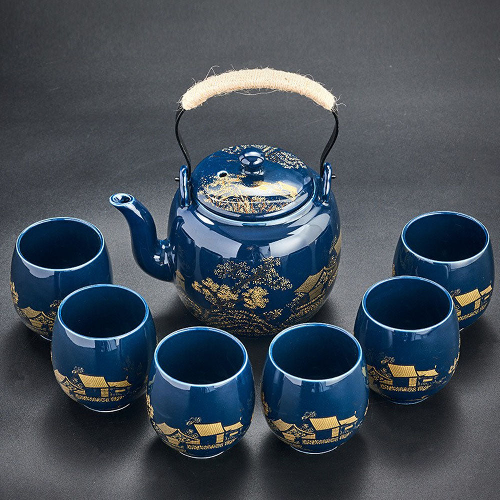 Japanese Blue Landscape Tea Set With Tray – Umi Tea Sets