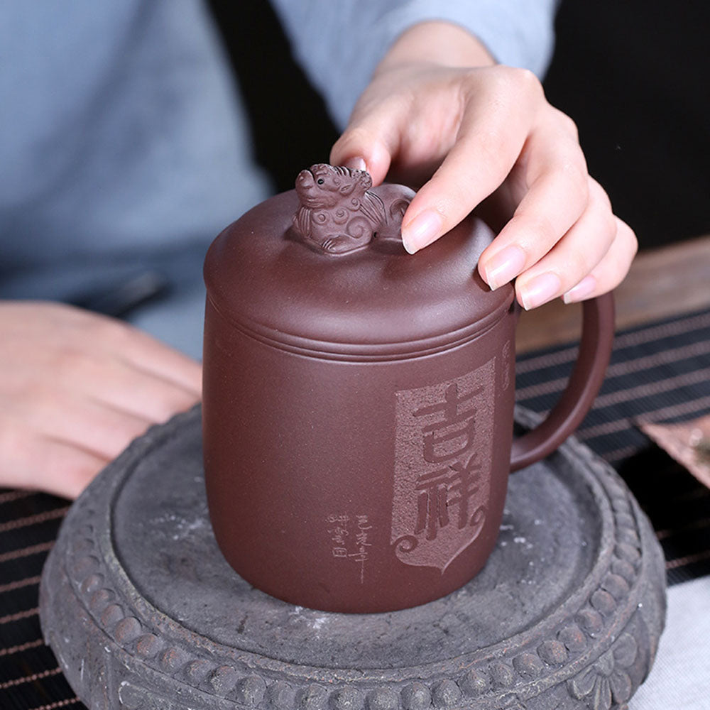 Purple Clay Auspicious Lion Tea Cup With Infuser – Umi Tea Sets