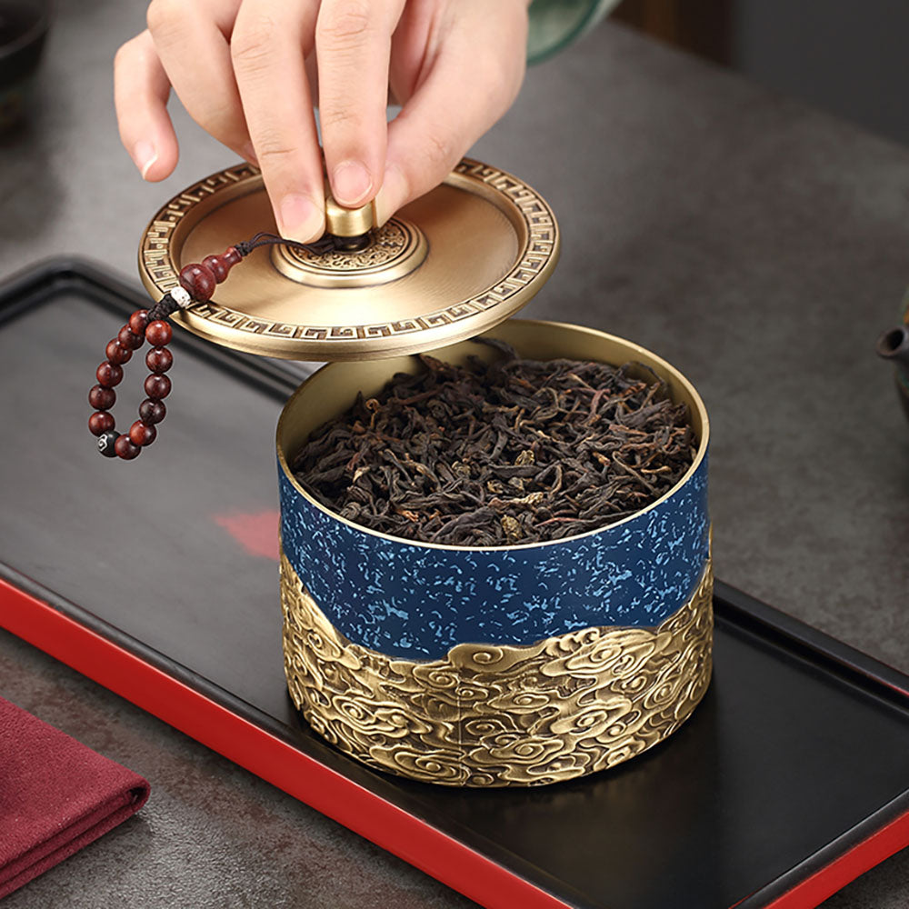 Auspicious Clouds Copper Tea Caddy – Umi Tea Sets
