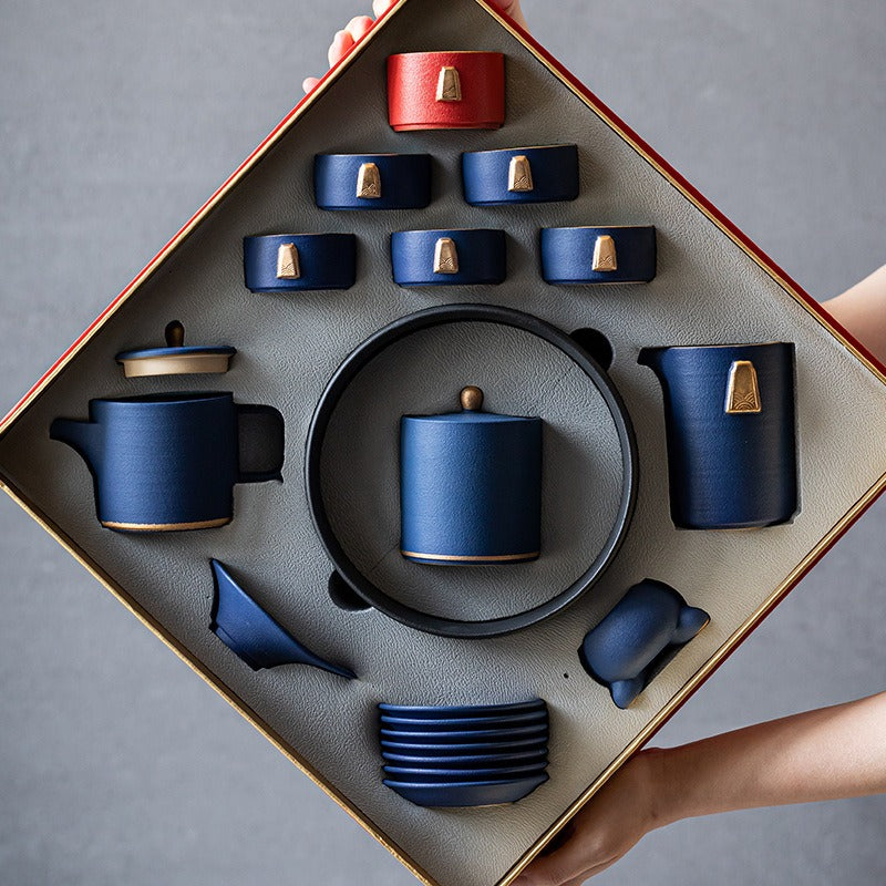 Chinese Blue Tea Set With Golden Handle – Umi Tea Sets