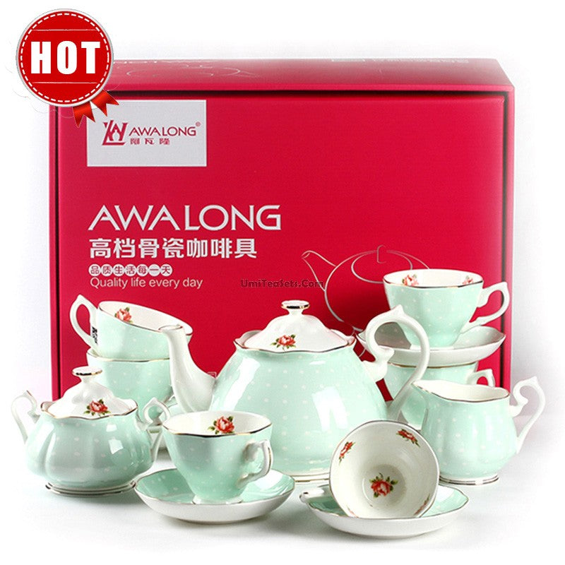 Light Green Dotted Bone China Tea Set – Umi Tea Sets