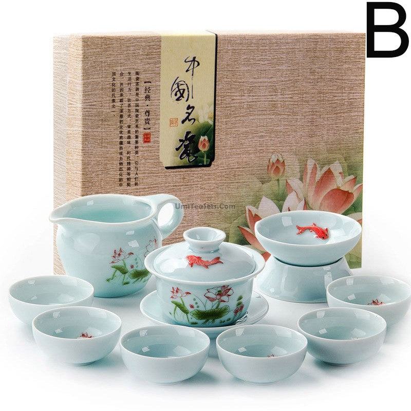 Chinese Jade Porcelain Lotus Gaiwan Tea Set – Umi Tea Sets